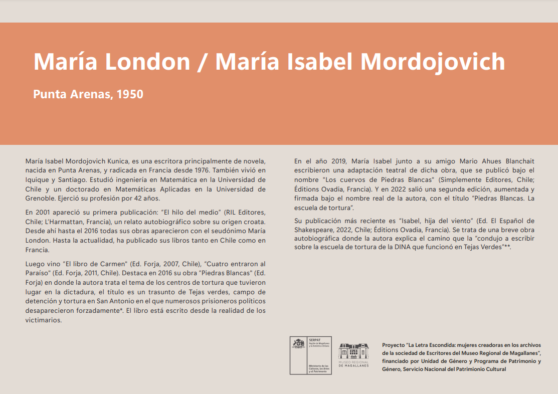 María London / María Isabel Mordojovich Punta Arenas, 1950 | Museo ...